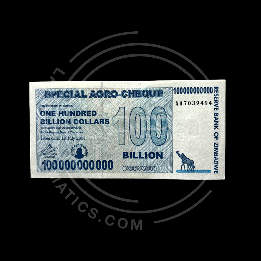 Zimbabwe Agro Cheque-100 Billion Dollars UNC NEW – Lapo Numismatics